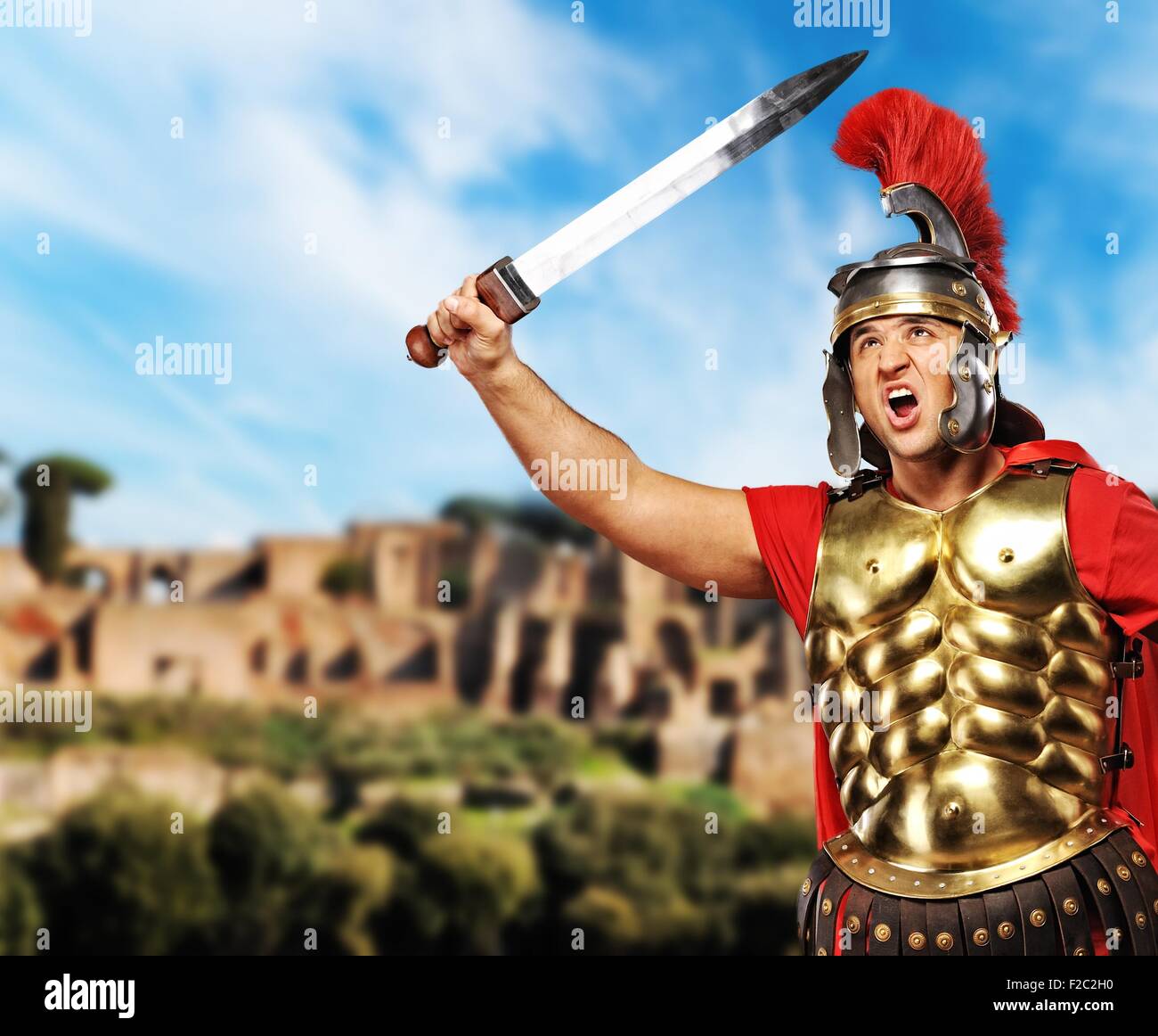 Roman legionary soldier in front old city of Rome Stock Photo - Alamy