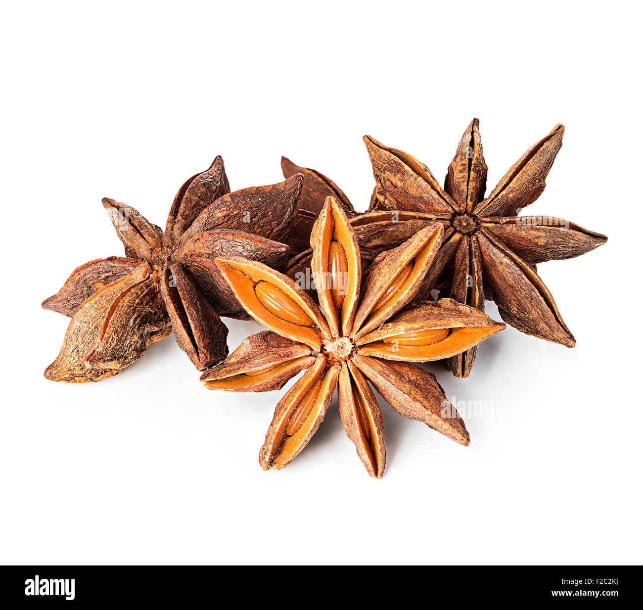 Star anise spice fruits and seeds isolated on white background Stock ...