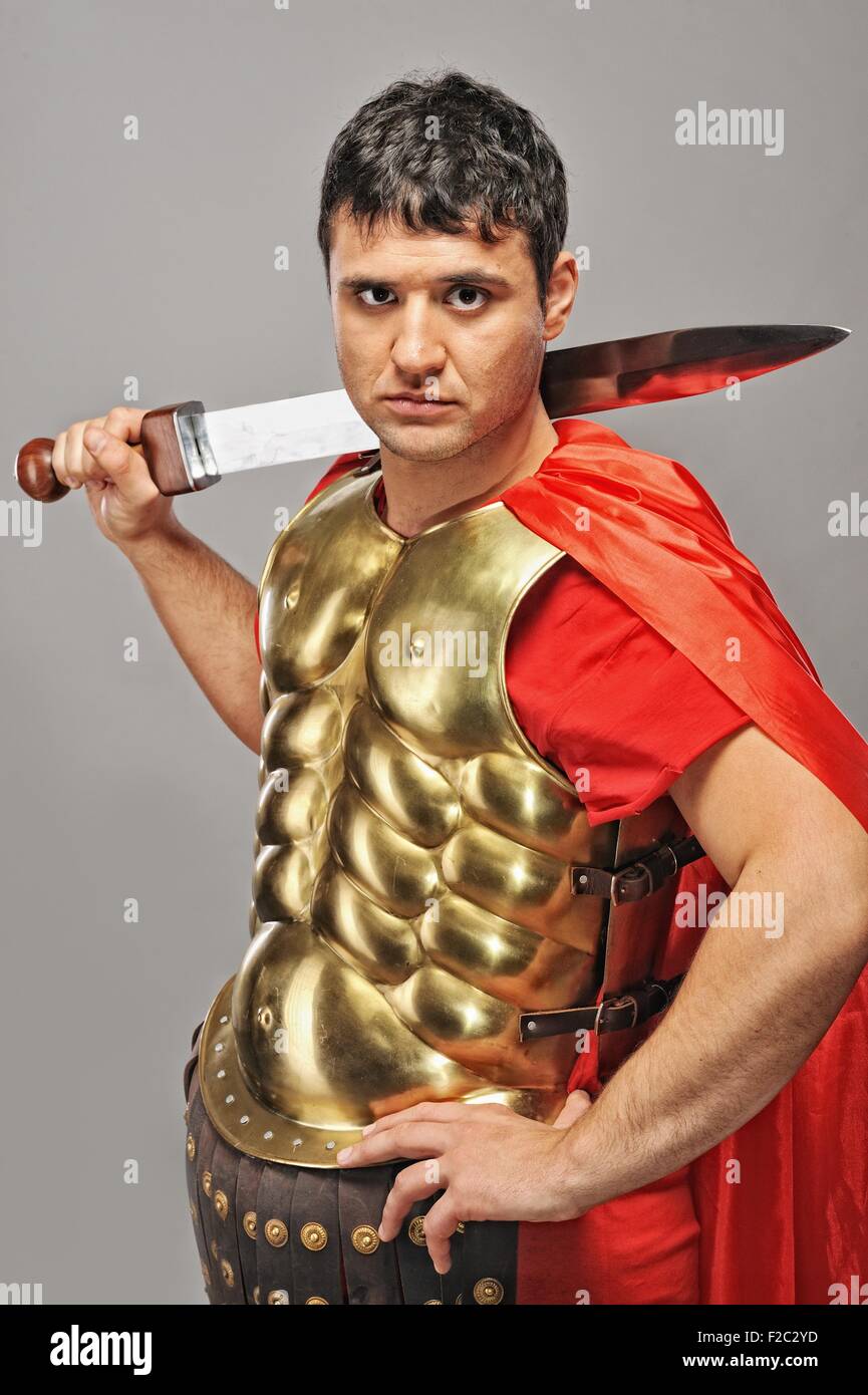 Handsome roman legionary soldier Stock Photo - Alamy