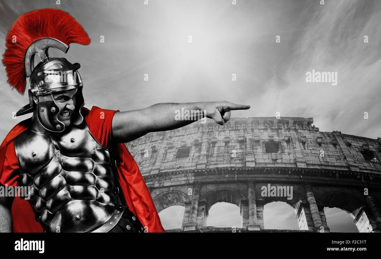 Angry legionary soldier in front of coliseum Stock Photo - Alamy