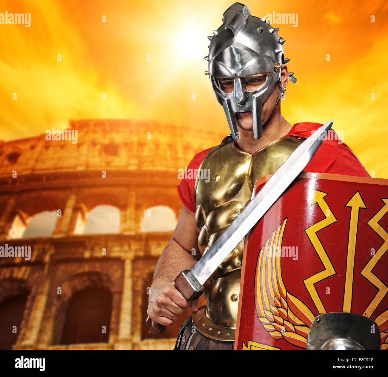 Roman legionary soldier in front of coliseum Stock Photo - Alamy