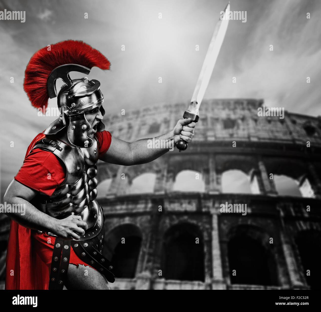 Roman legionary soldier in front of coliseum Stock Photo - Alamy