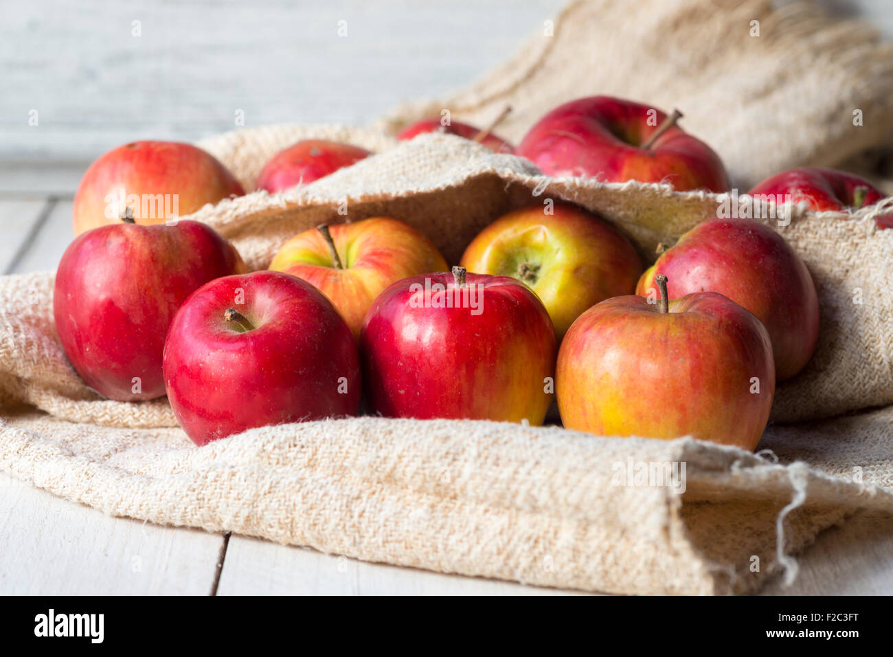 Ripe red apples on the table Stock Photo - Alamy