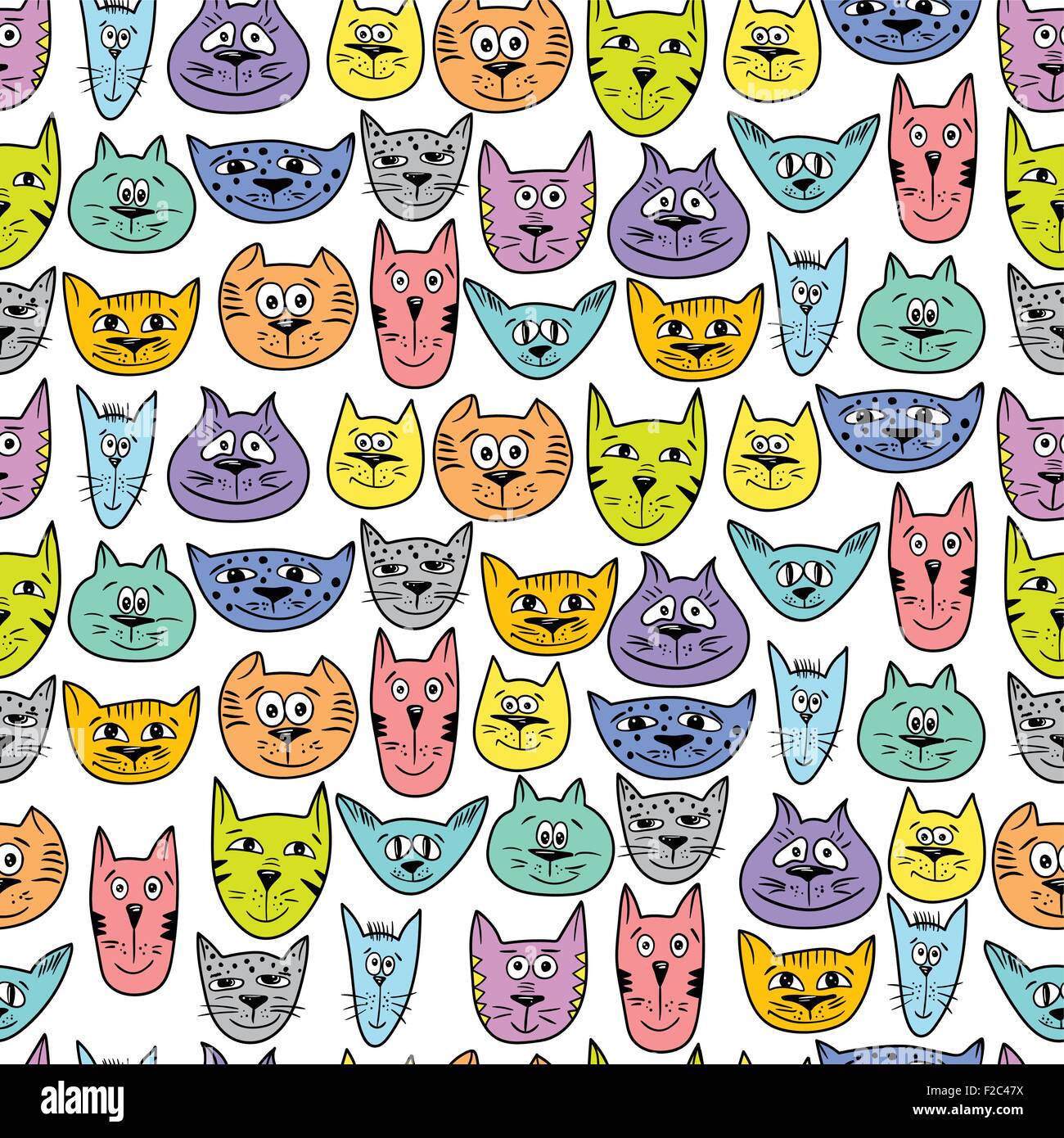 Doodle kids faces pattern Stock Vector Images - Alamy