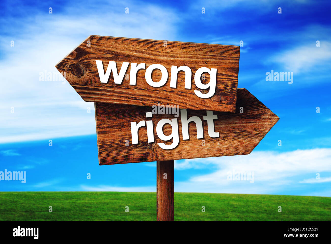 Wrong or Right Choice, Rustic Opposite Direction Wooden Sign on ...