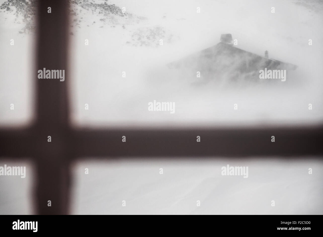 looking out of a cabin window into a blizzard in Norway Stock Photo - Alamy