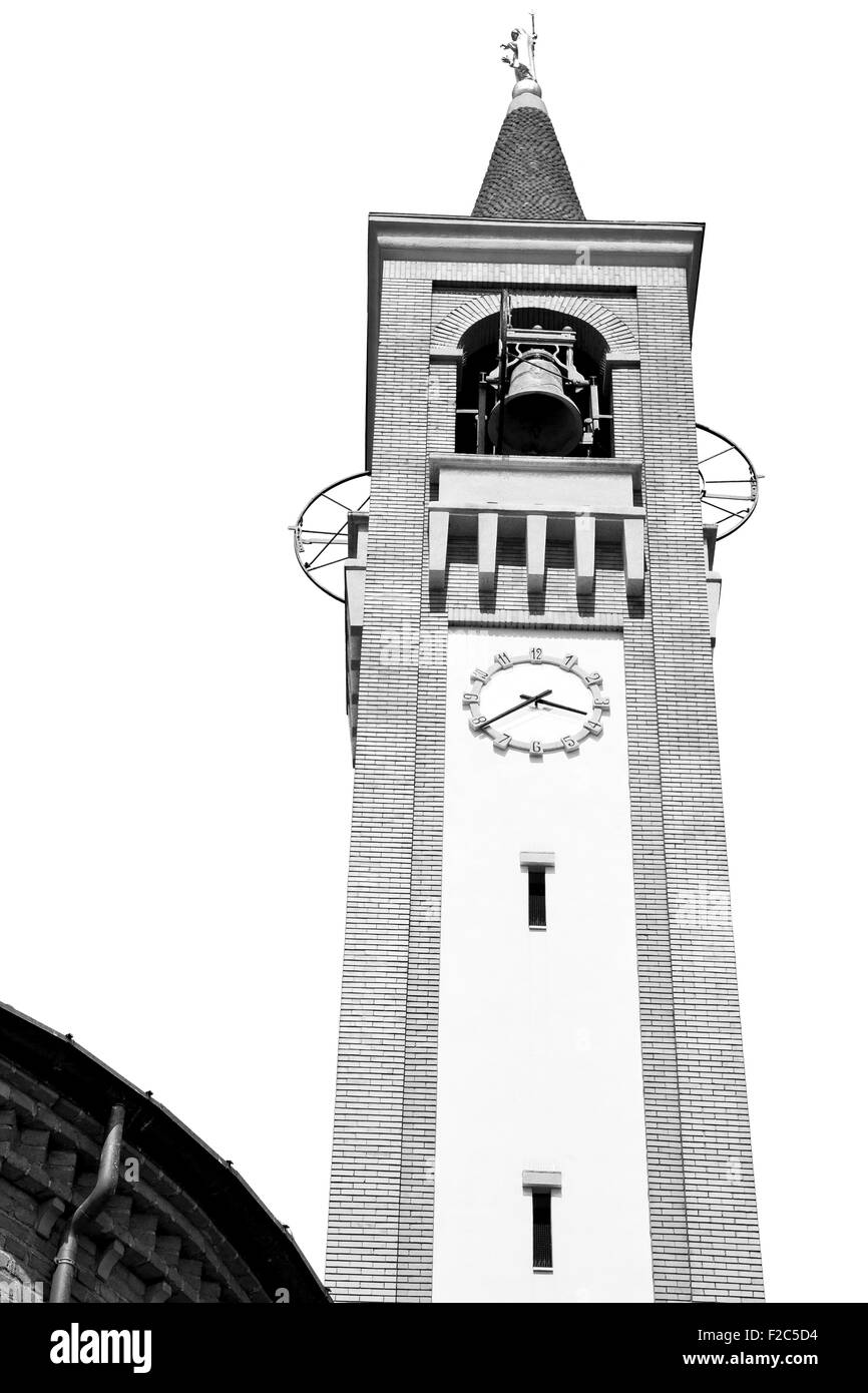 ancien clock tower in italy europe old stone and bell Stock Photo - Alamy
