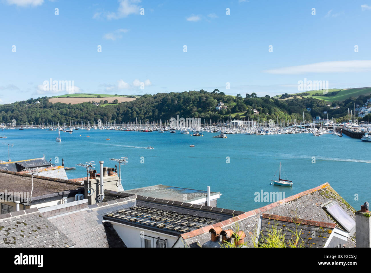 View of Dartmouth and the Dart Estuary from Newcomen Road Stock Photo ...