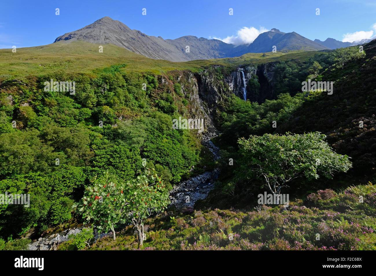 Eas Mor waterfall in Glen Brittle, Isle of Skye, Scotland Stock Photo ...