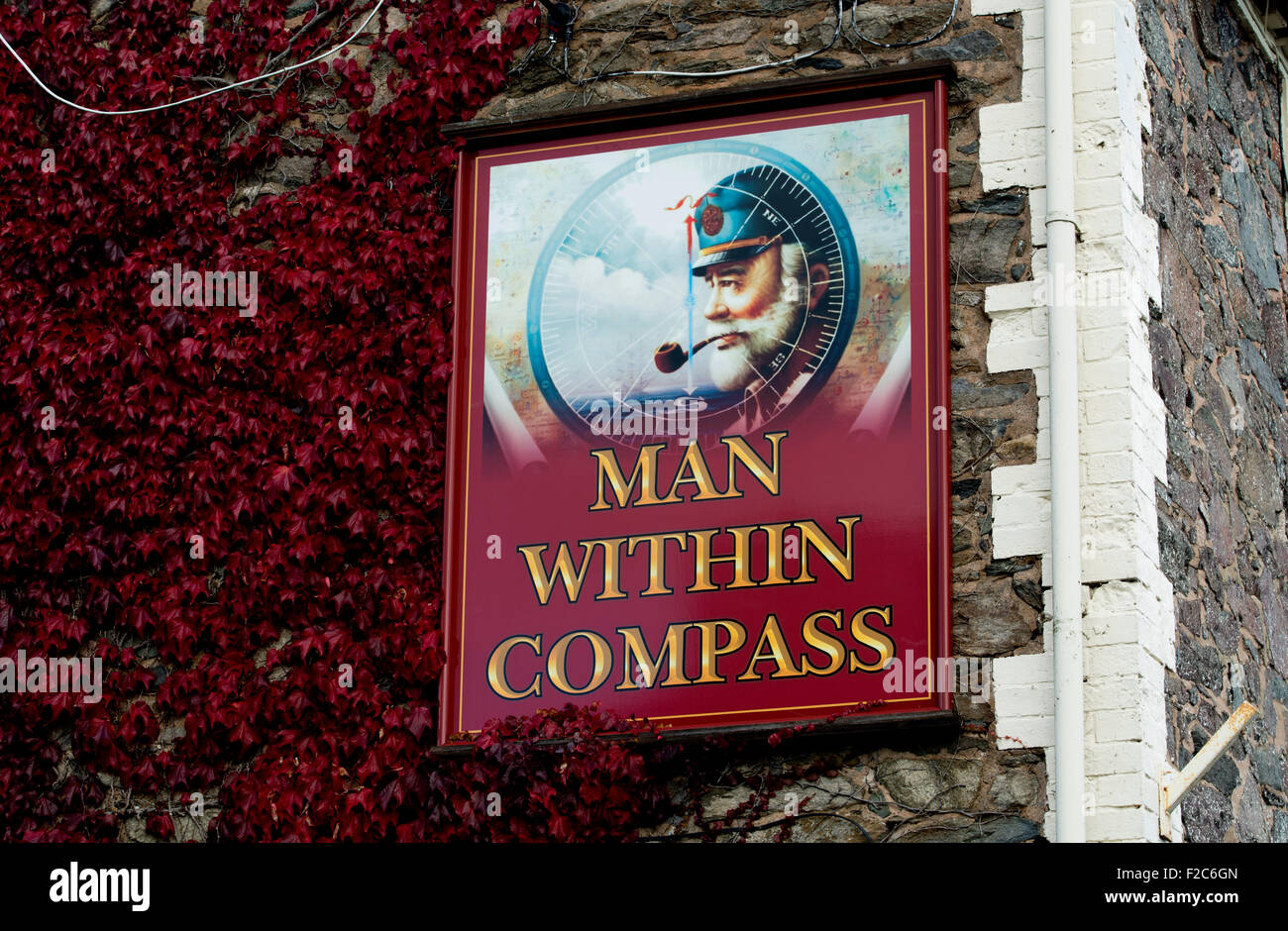 The Man within compass pub sign, Whitwick, Leicestershire, England, UK ...