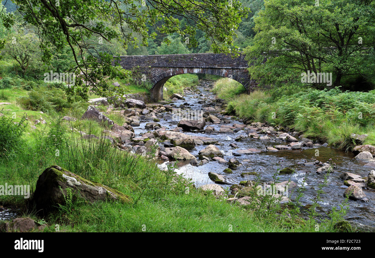 Stone Bridge over the River Caerfanell in the Brecon Beacons, Wales ...