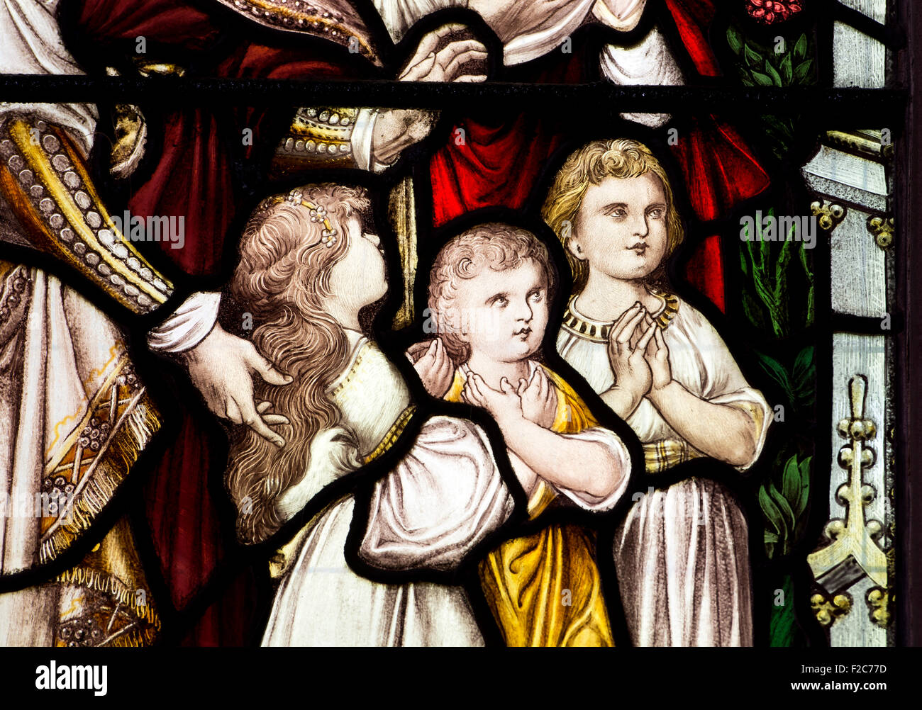 Suffer the little children stained glass, St. Denys Church, Ibstock ...