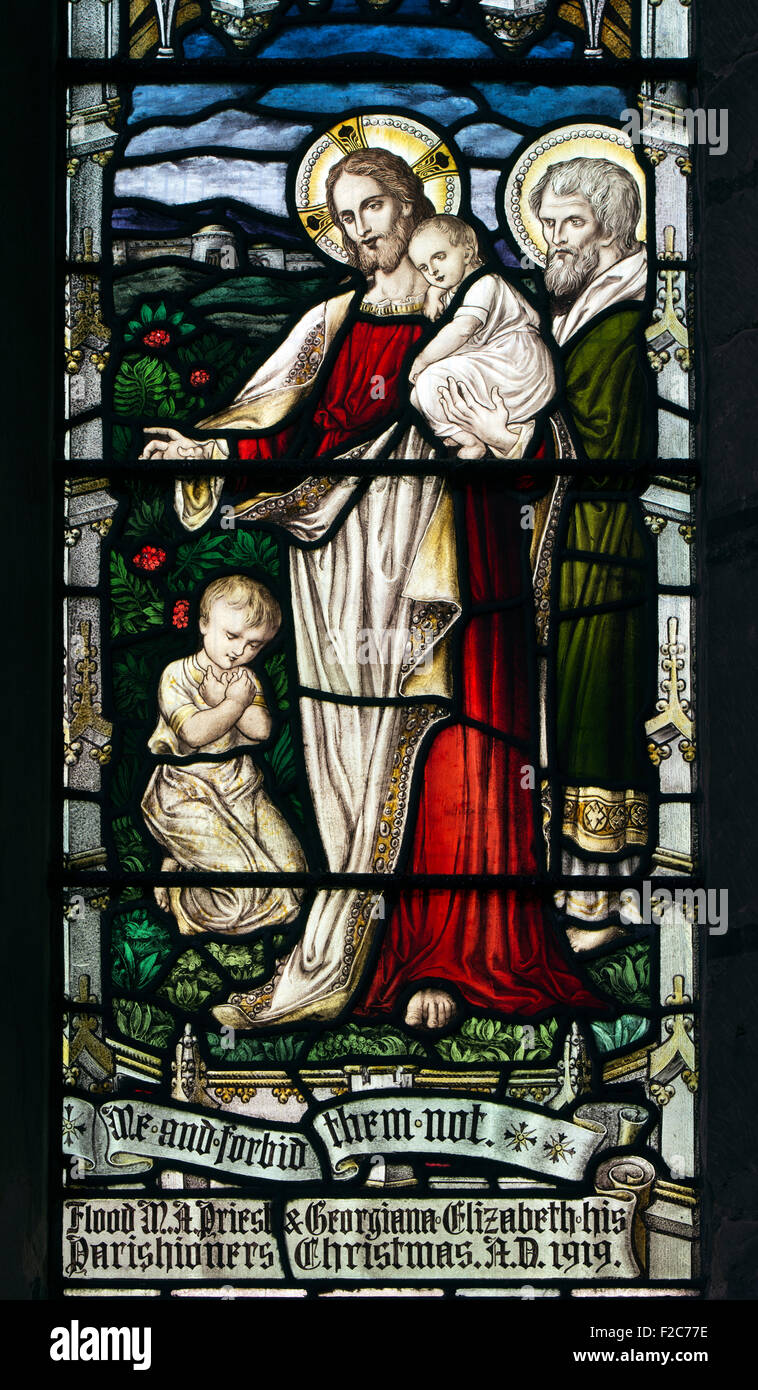 Suffer the little children stained glass, St. Denys Church, Ibstock ...