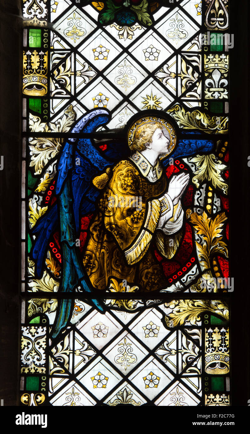 Angel stained glass in St. Denys Church, Ibstock, Leicestershire ...