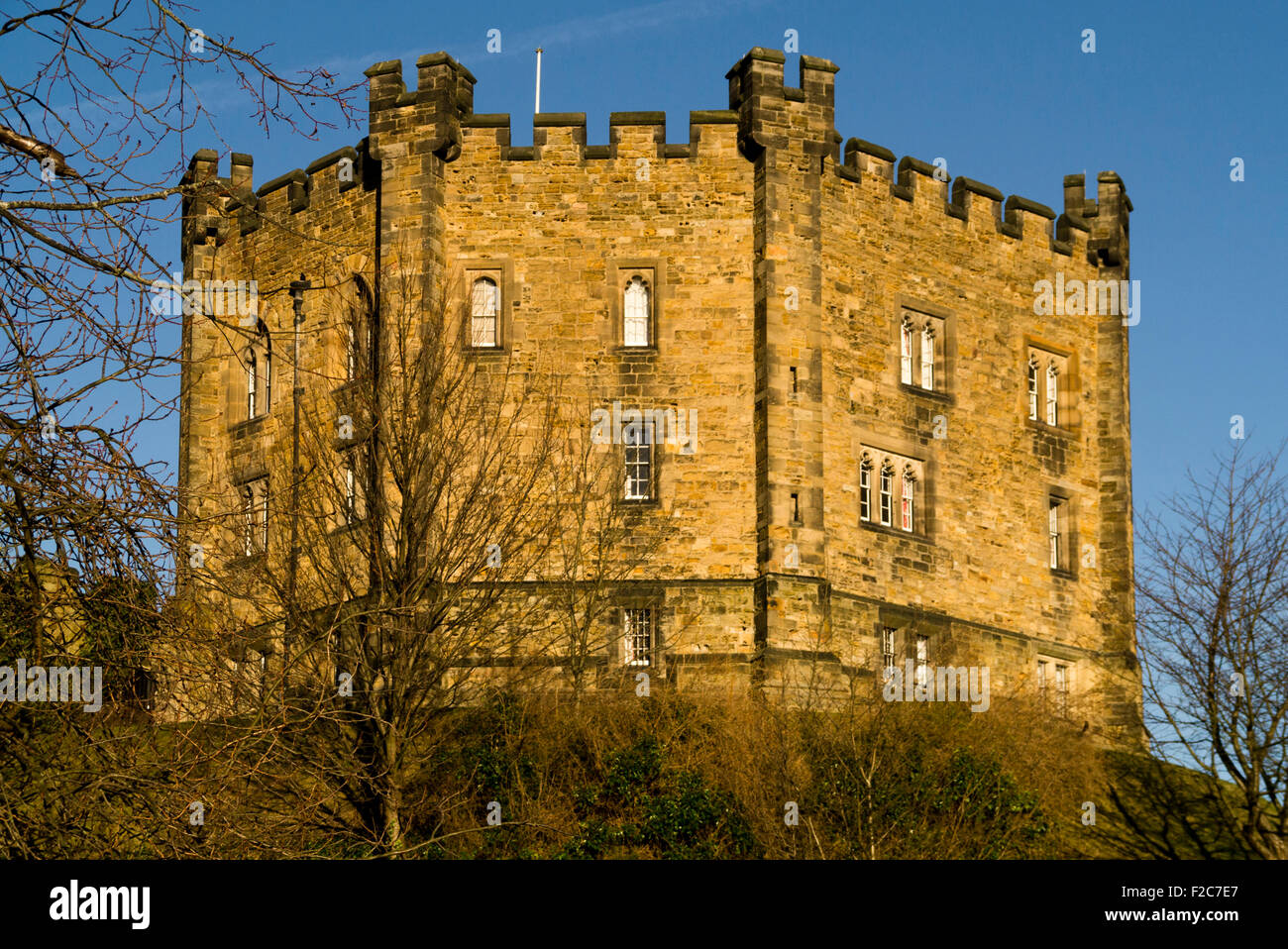 Durham Castle keep. The castle is home to University College a ...