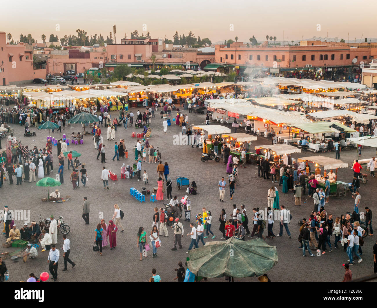 Djemaa el Fna, the large square in the centre of Marrakesh, Morocco ...