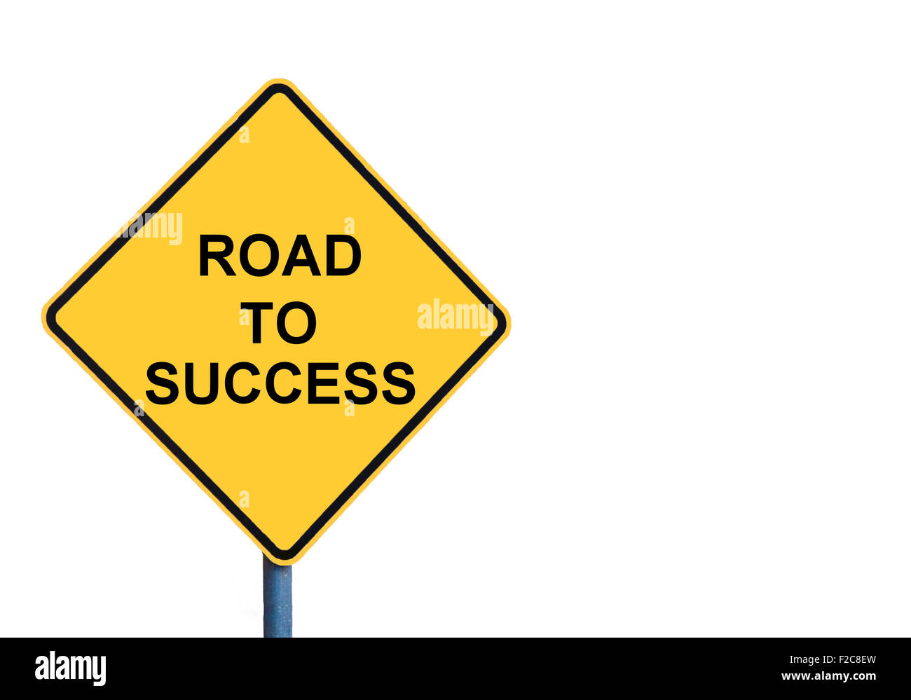 Yellow roadsign with ROAD TO SUCCESS message isolated on white ...