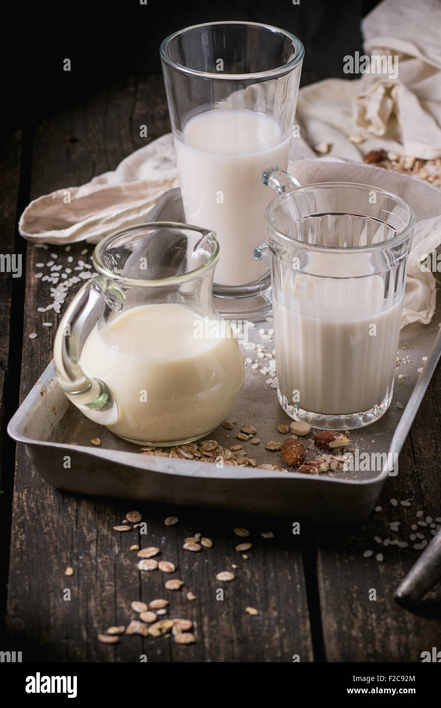 Set of non-dairy milk Stock Photo - Alamy