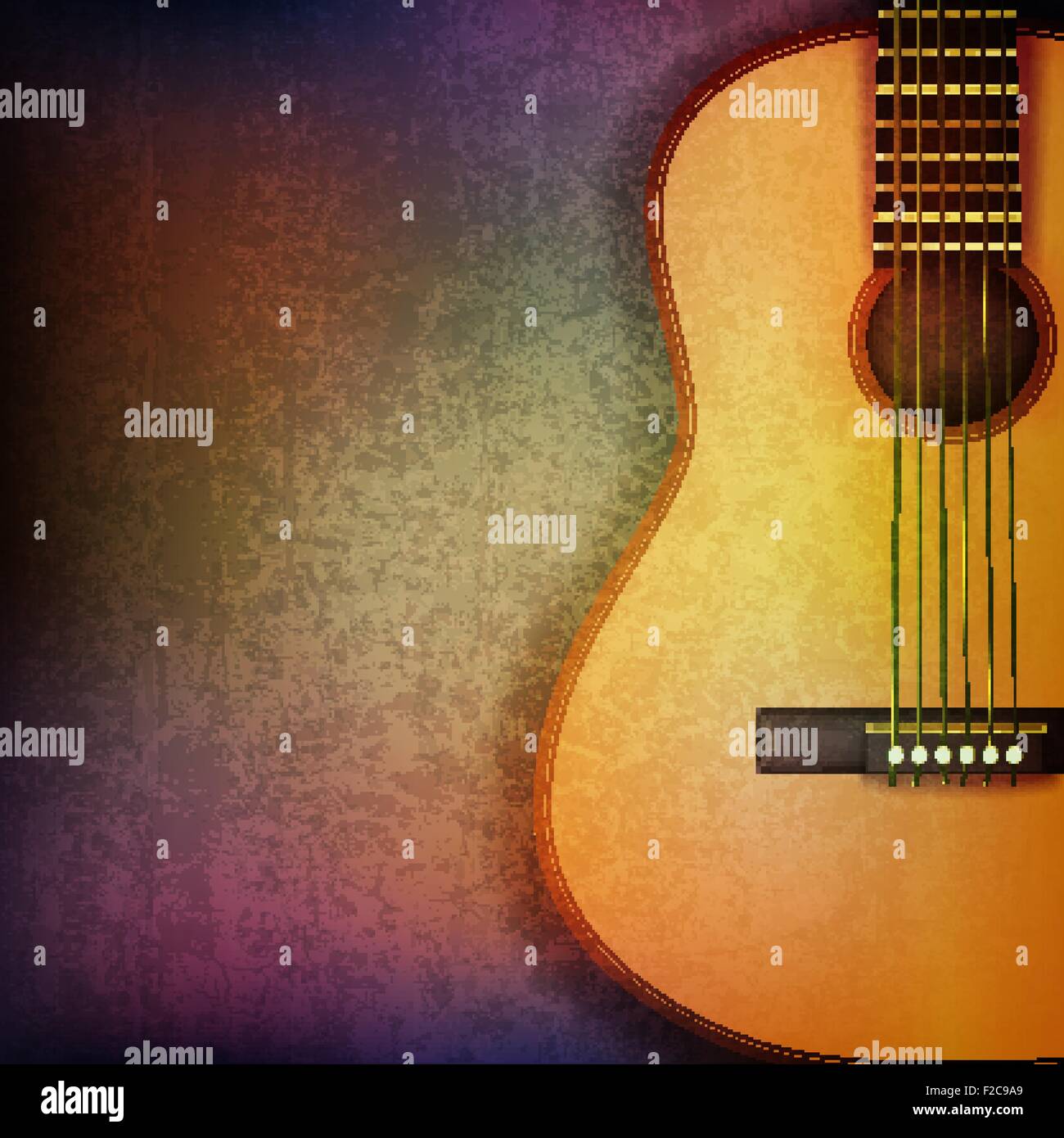 abstract grunge music background with acoustic guitar vector ...