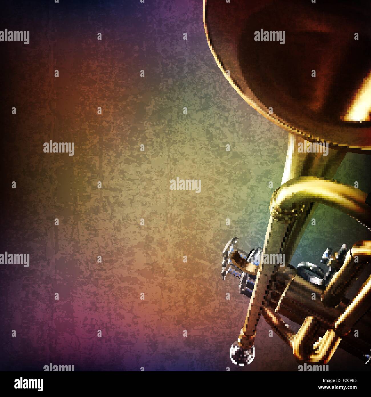 abstract grunge music background with trumpet on brown vector ...