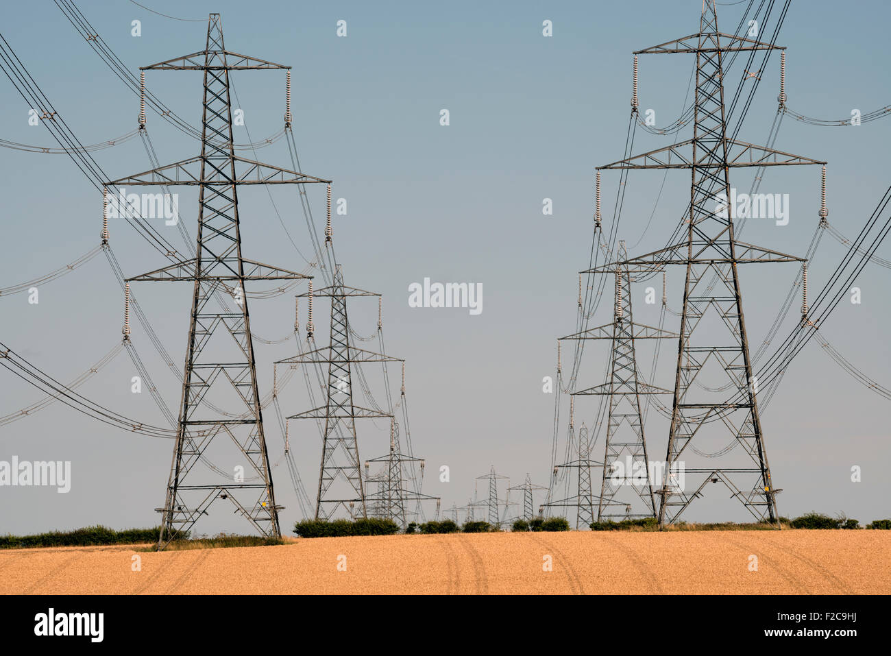 National Grid high-voltage electricity pylons Stock Photo - Alamy