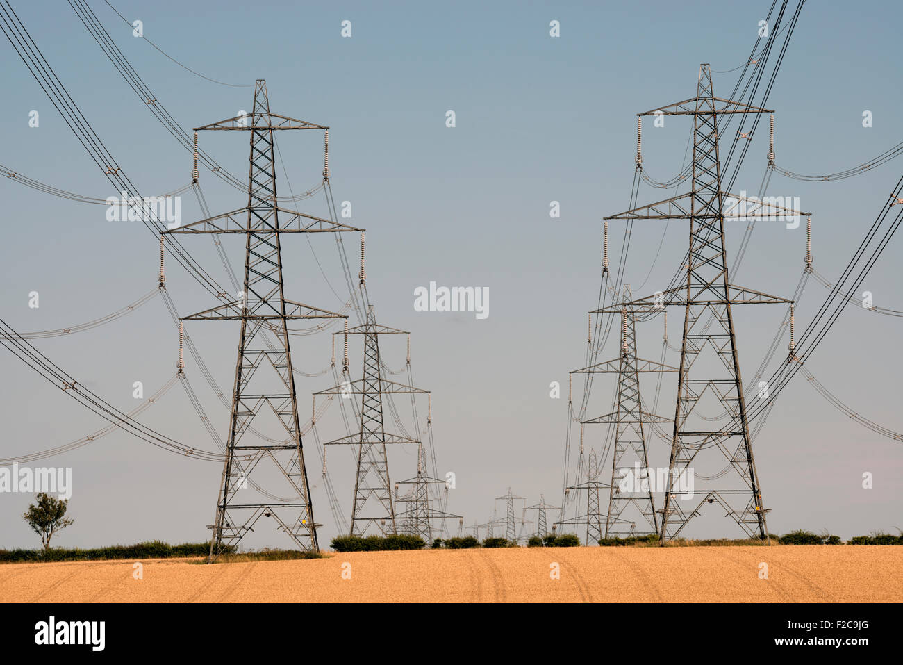 National Grid high-voltage electricity pylons Stock Photo - Alamy