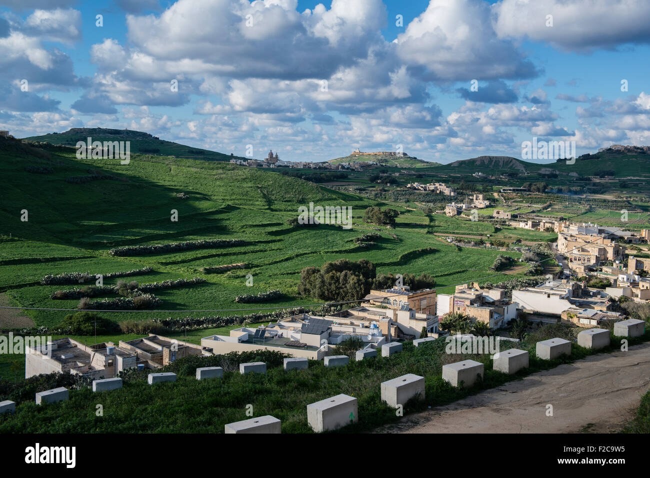 Malta, 31 December 2014 Green country side on the smaller island of ...