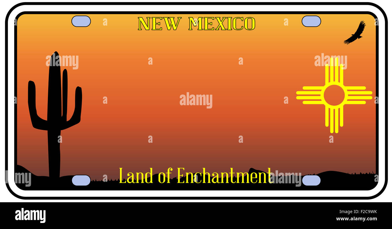 New Mexico state license plate with icons over a white background Stock ...