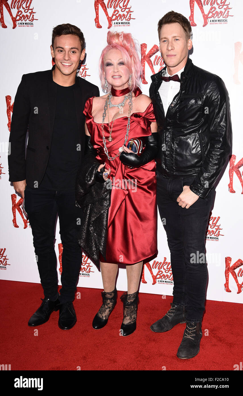 London, UK. 15th September, 2015. Tom Daley, Cyndi Lauper and Dustin ...