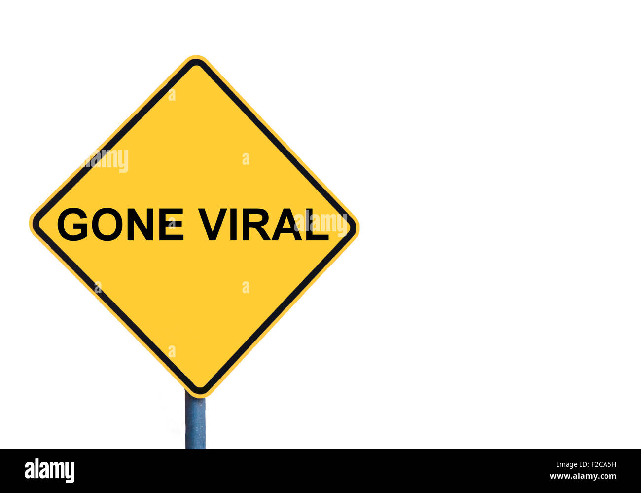 Yellow roadsign with GONE VIRAL message isolated on white background ...