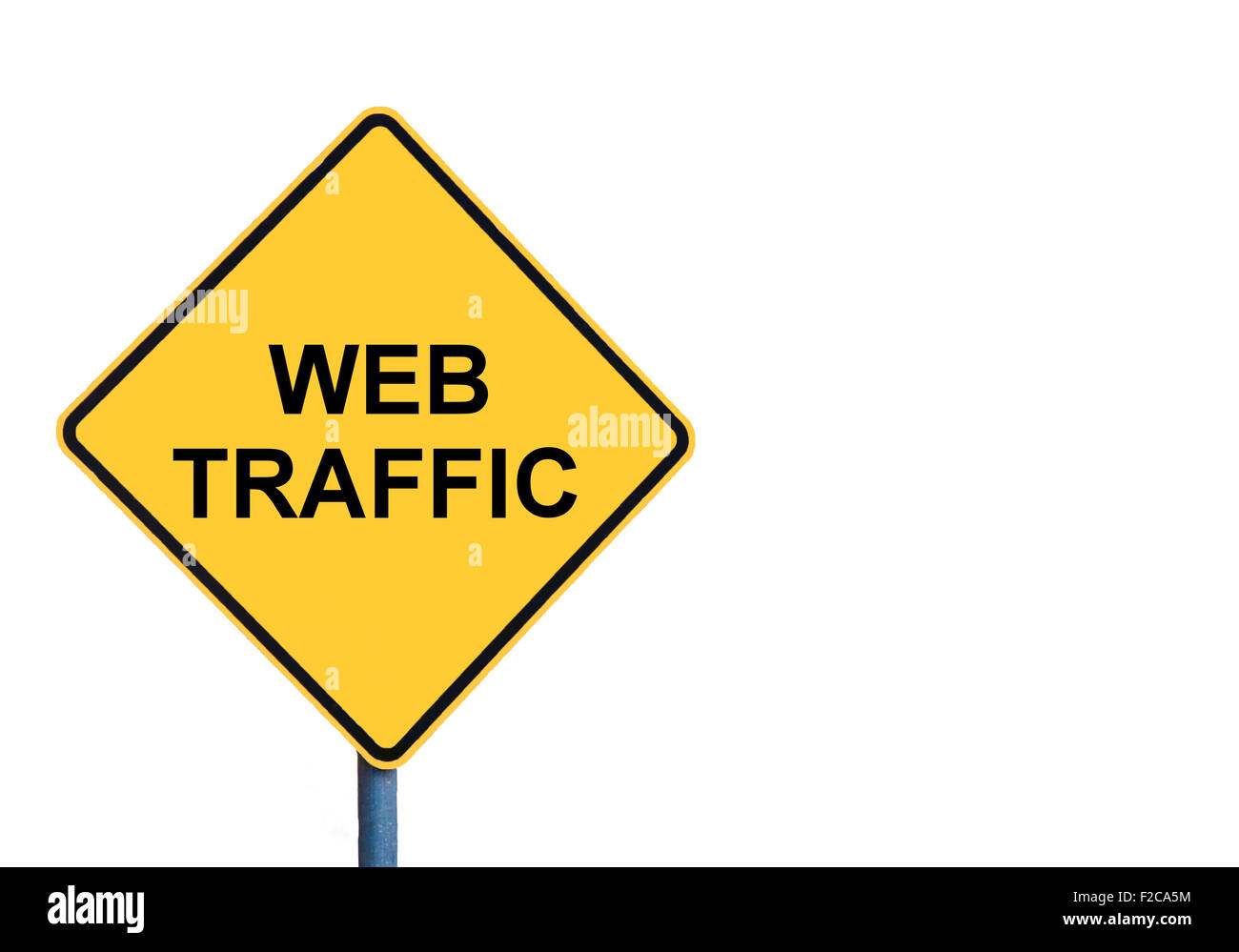 Yellow roadsign with WEB TRAFFIC message isolated on white background ...