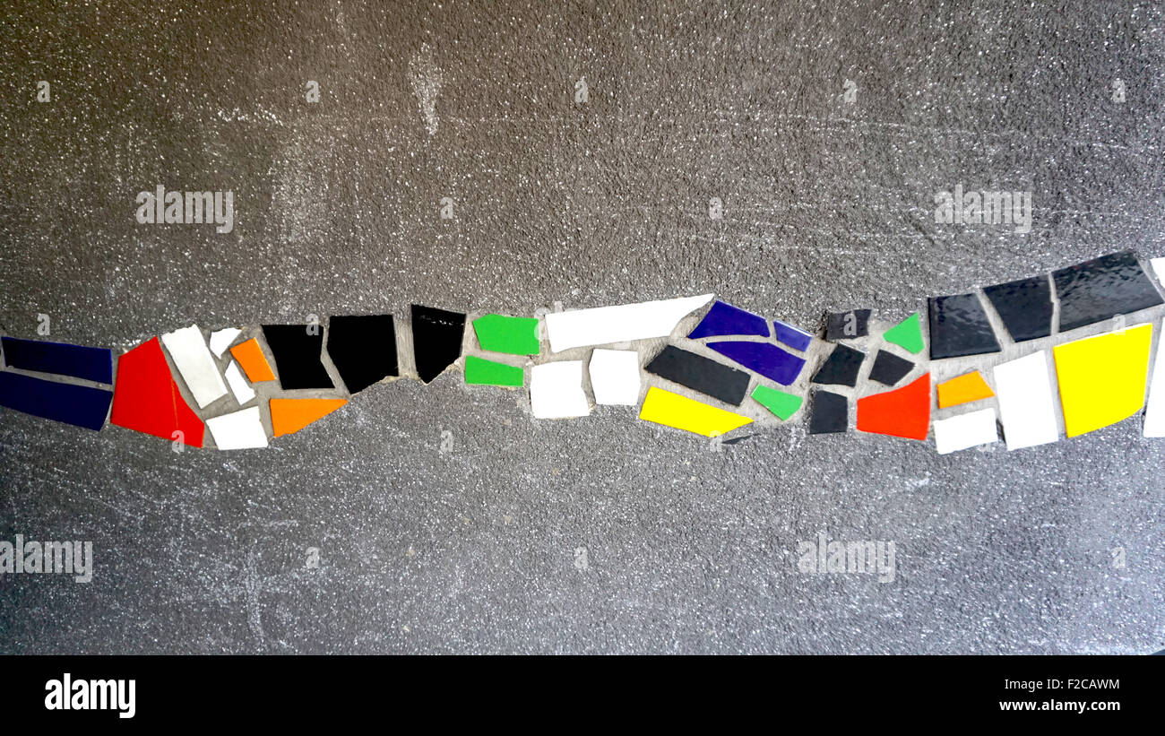 color mosaic tile with stone concrete column horizontal Stock Photo - Alamy