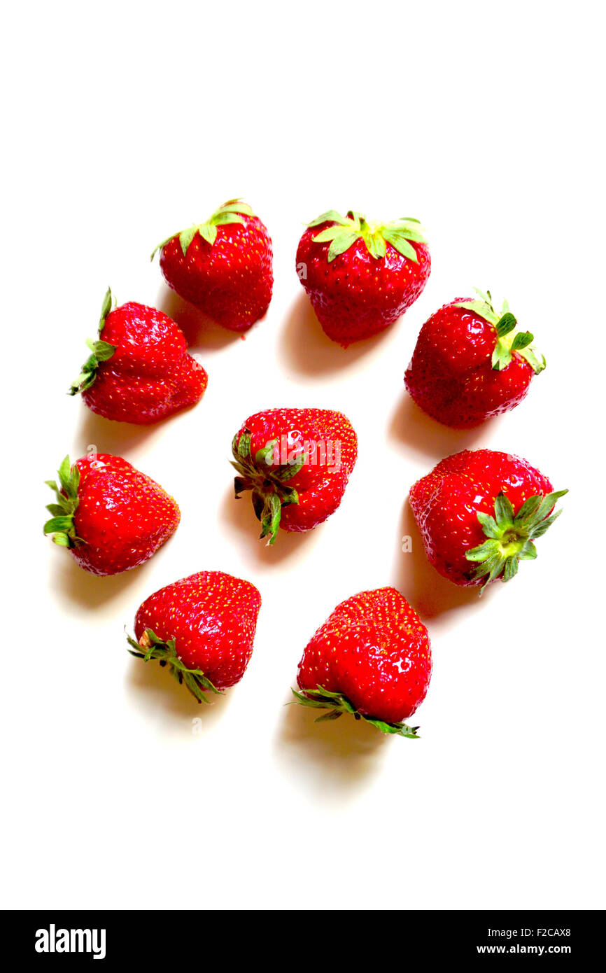 Fresh Strawberry isolated on white background circle vertical Stock ...