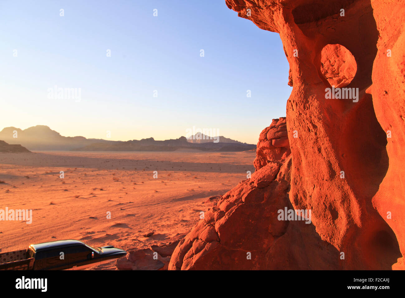Wadi Rum desert rocks by the sunset Stock Photo - Alamy