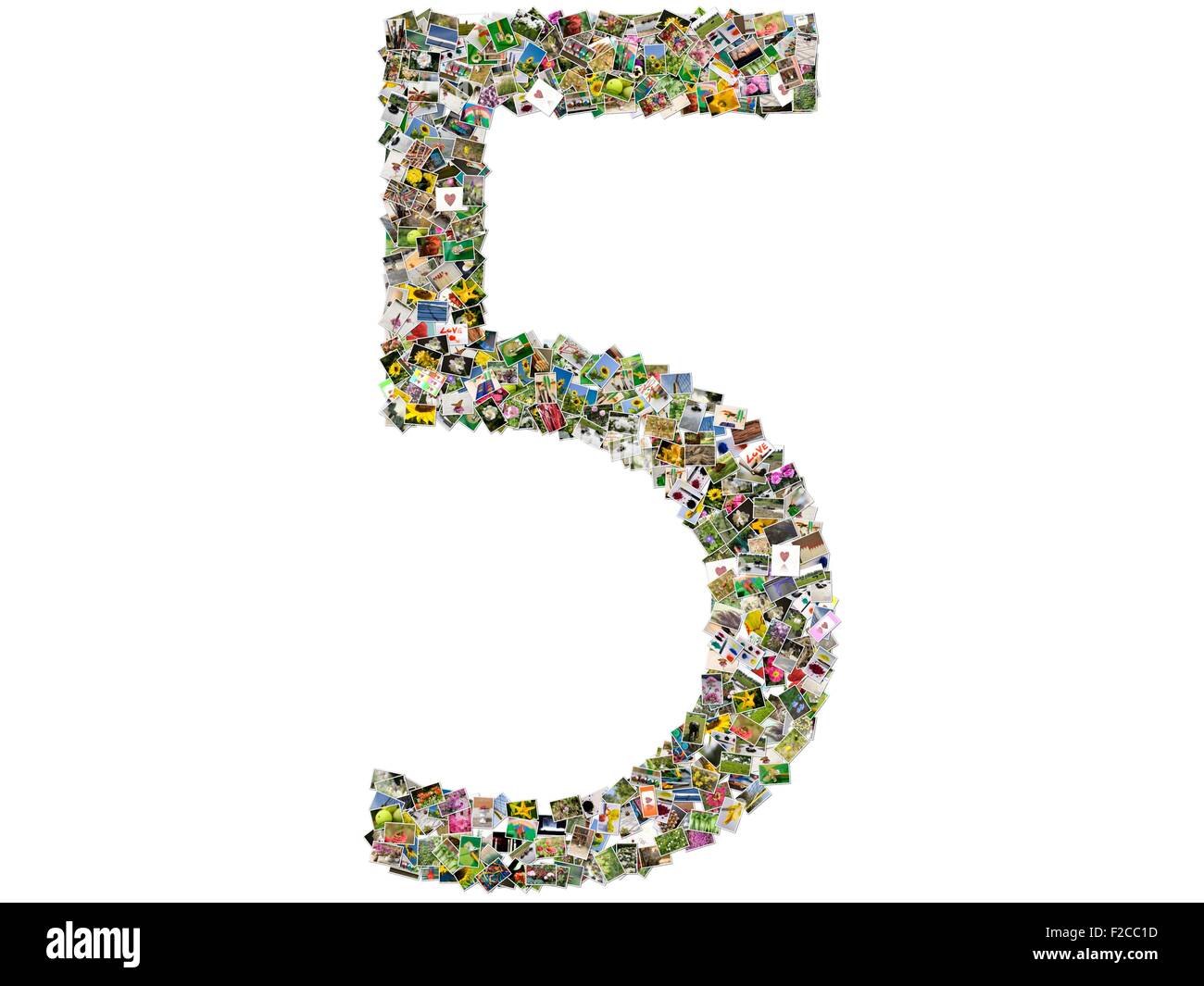 Number five, photo collage isolated on a white background Stock Photo ...