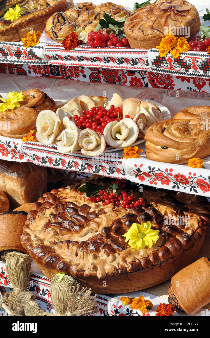 traditional ukrainian bakery holiday dessert food in festive decorating ...
