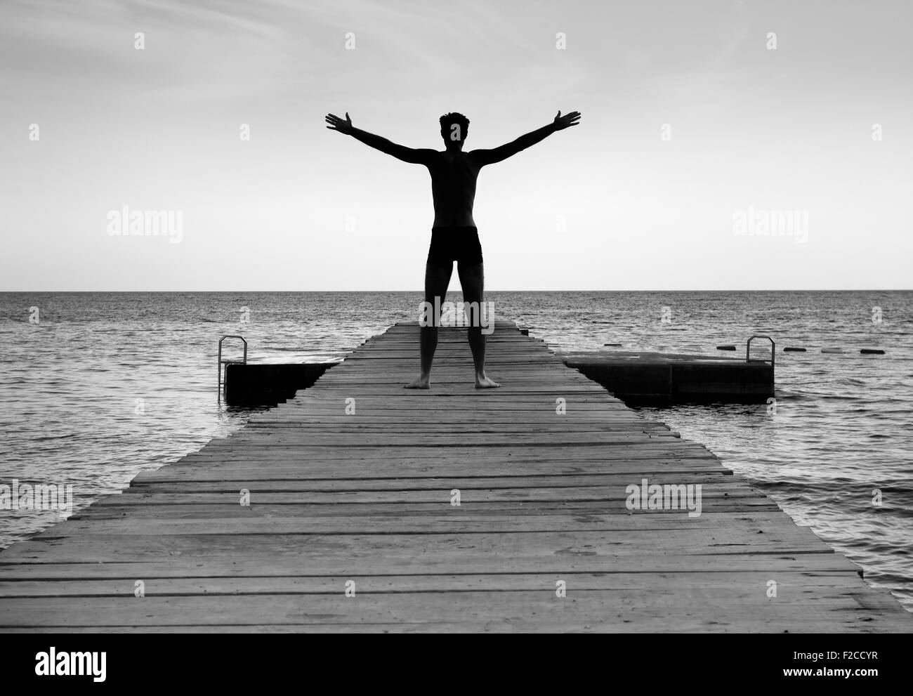 Sea bridge man Black and White Stock Photos & Images - Alamy