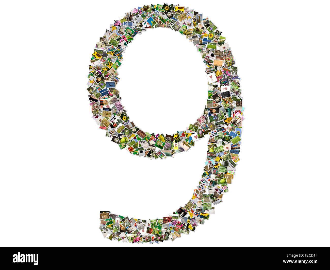 Number nine, photo collage isolated on a white background Stock Photo ...