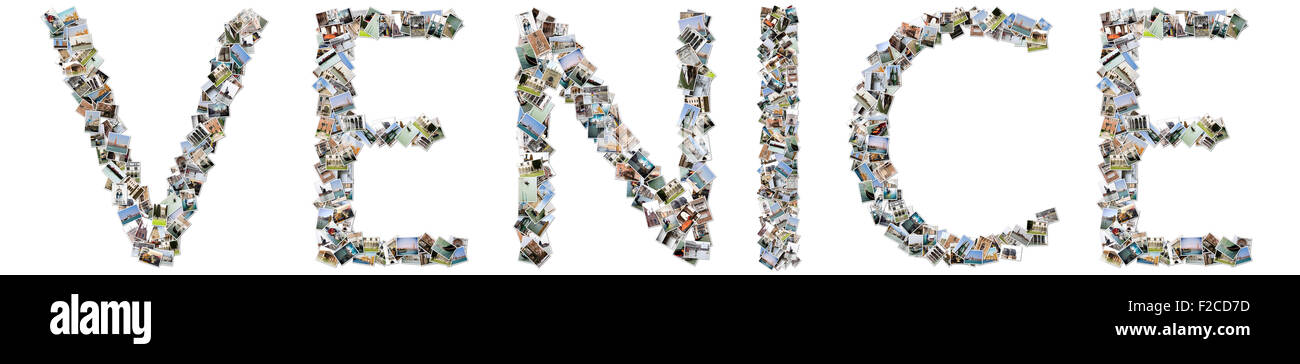 Venice word, Photo collage isolated on a white background Stock Photo ...