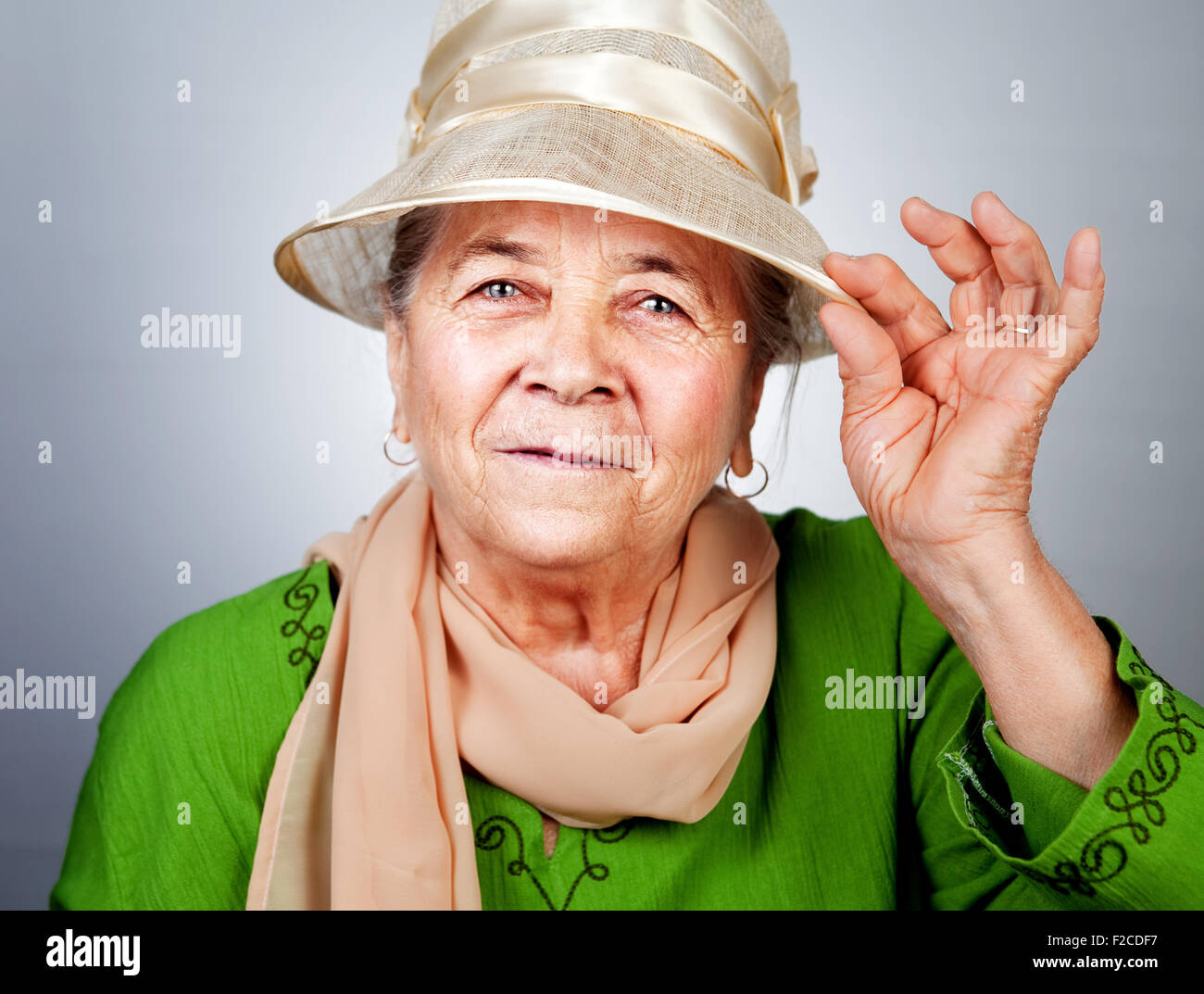 Happy joyful old senior lady in elegant nice clothes Stock Photo - Alamy