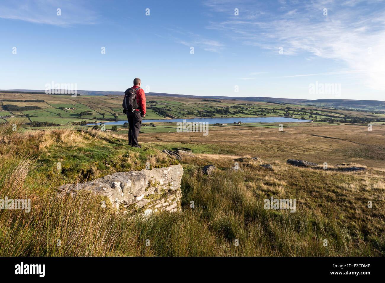 Hill Walker Enjoying the View Over Hury Reservoir and Baldersdale from ...