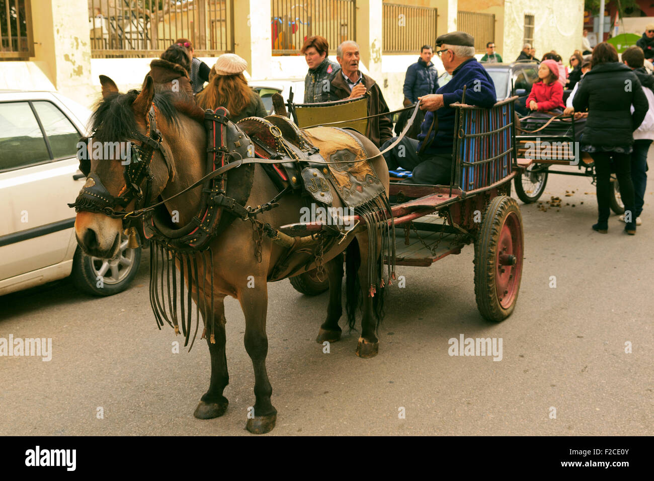 Spanish Horse & Cart at Blessing of the Animals festival in Nules ...