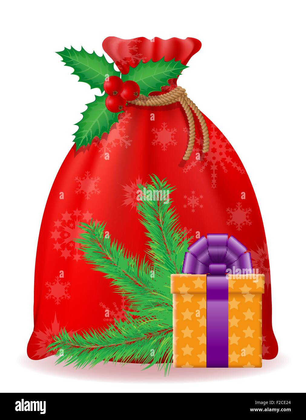 red christmas bag santa claus vector illustration isolated on white ...