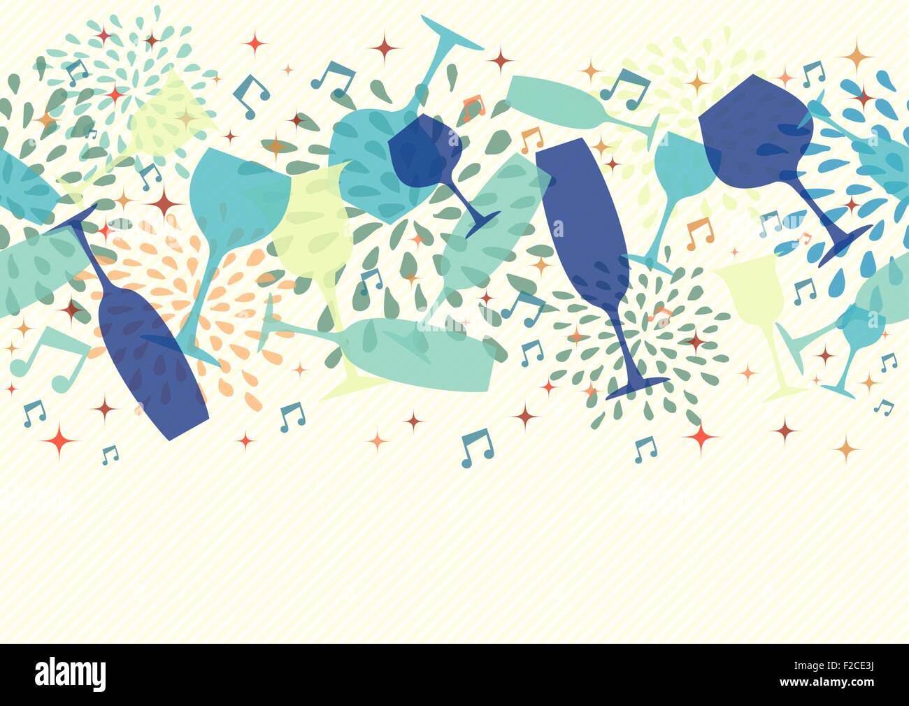 Drink and cocktail glasses gourmet seamless pattern banner background ...