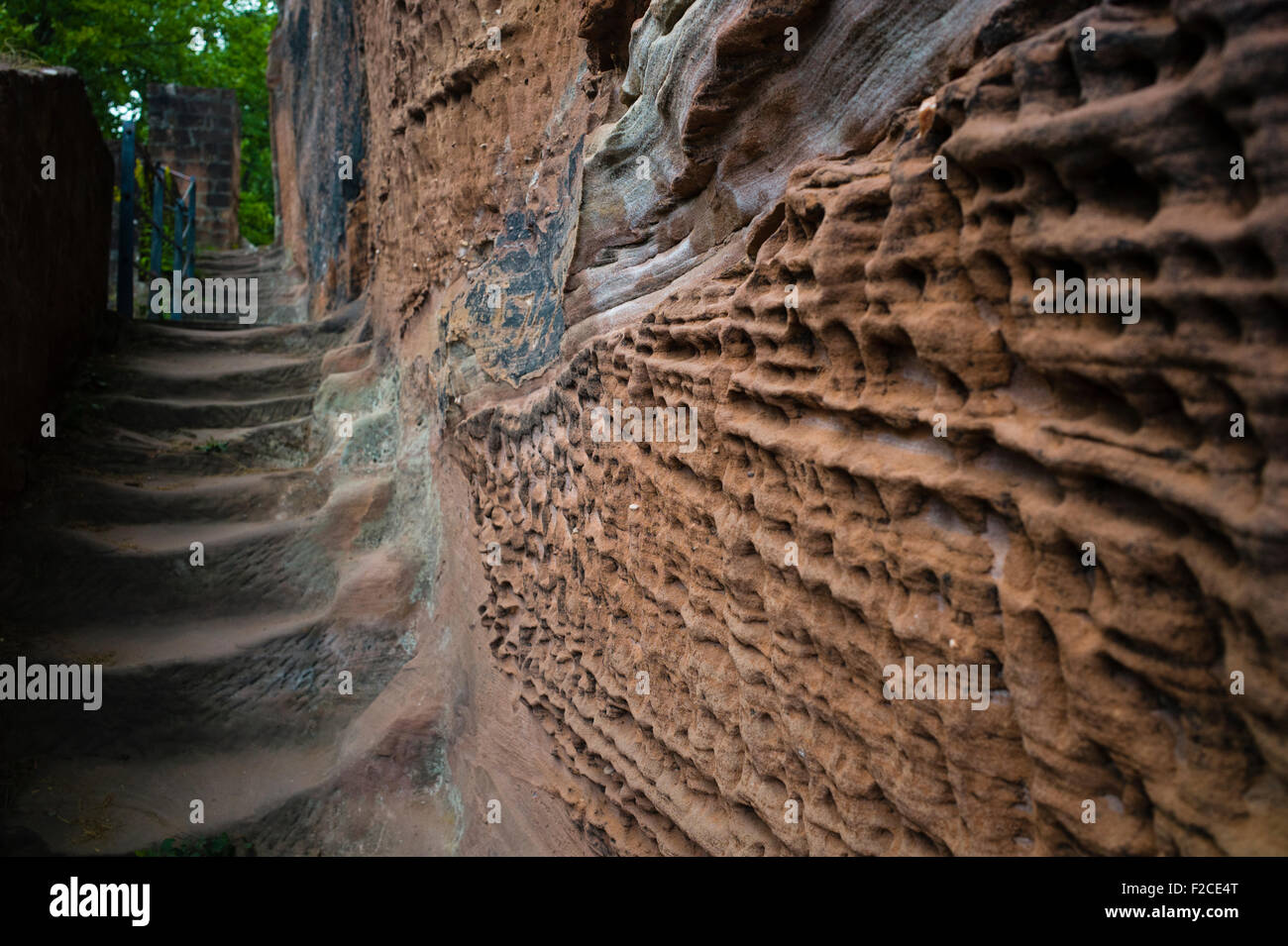 Weather erosion on the rocks at Castle Burg Blumenstein near Schönau ...