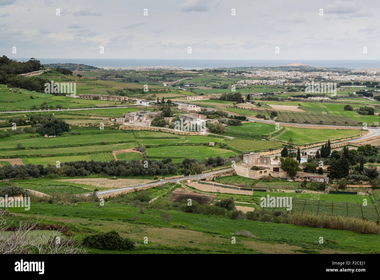 Malta, 30 December 2014 View on the rural area around he old capital ...