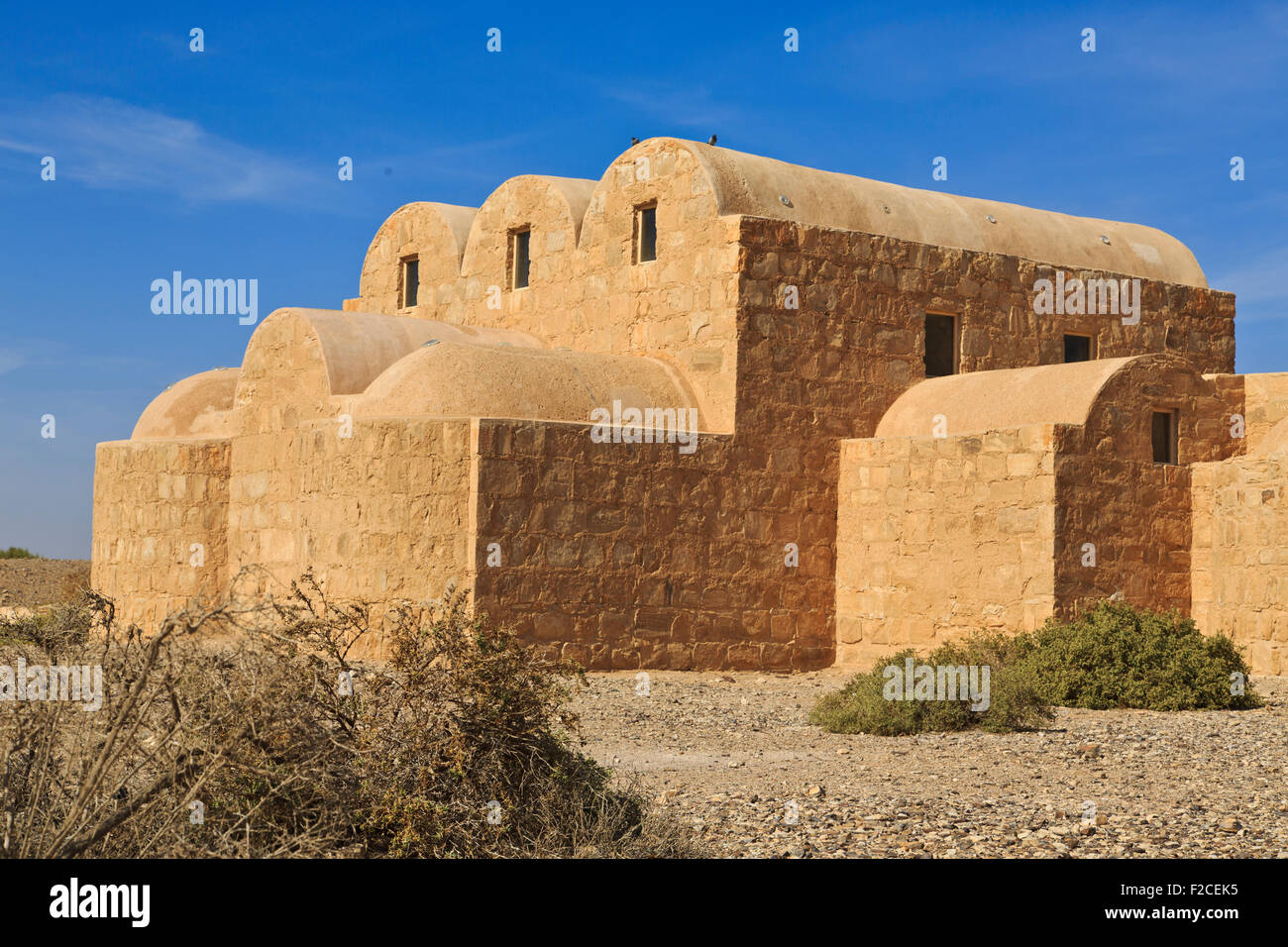 Desert Castle of Amra in Jordan's desert, also known with Quseir Amra ...