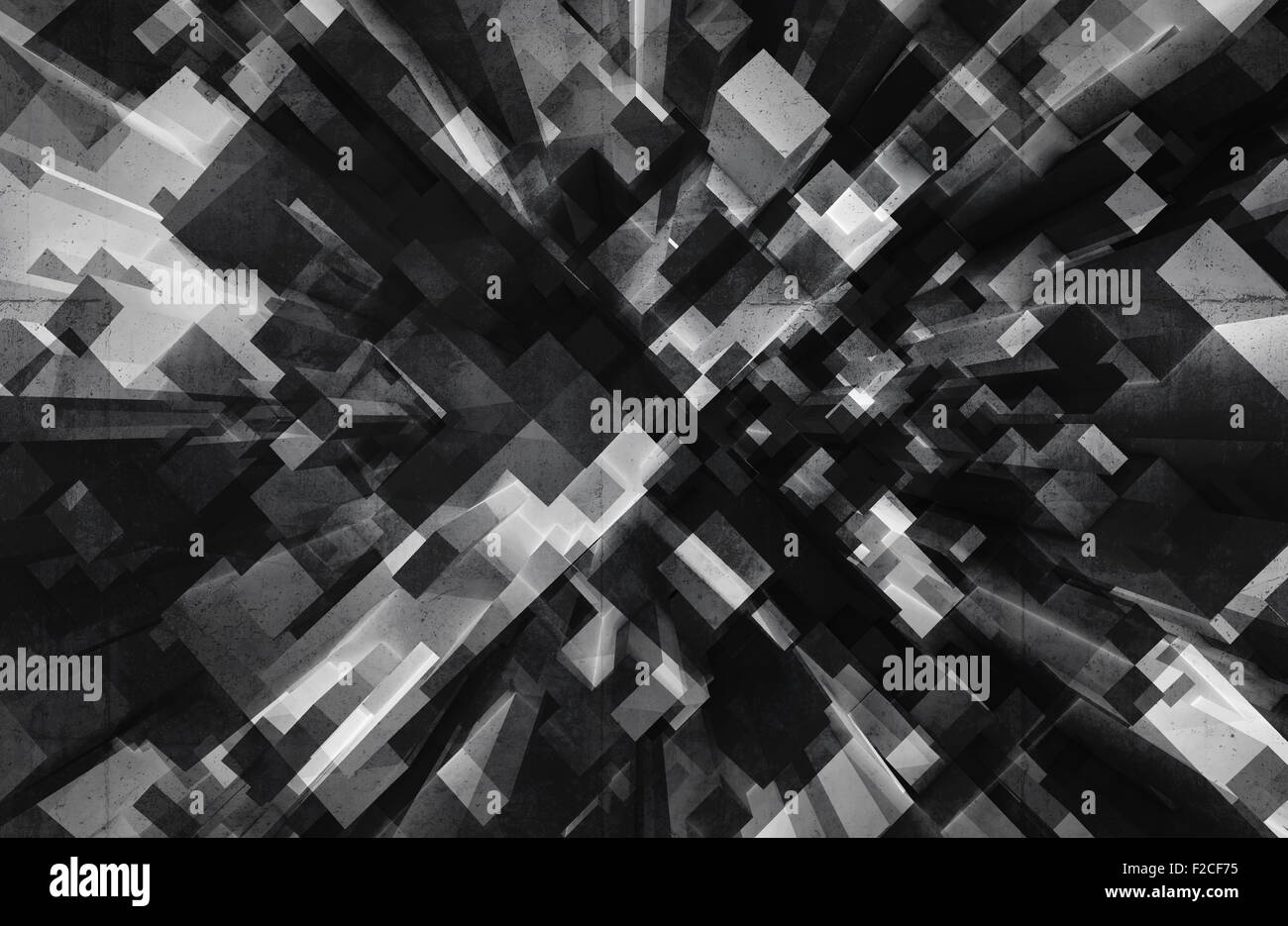Abstract digital 3d background with black cubes perspective pattern ...