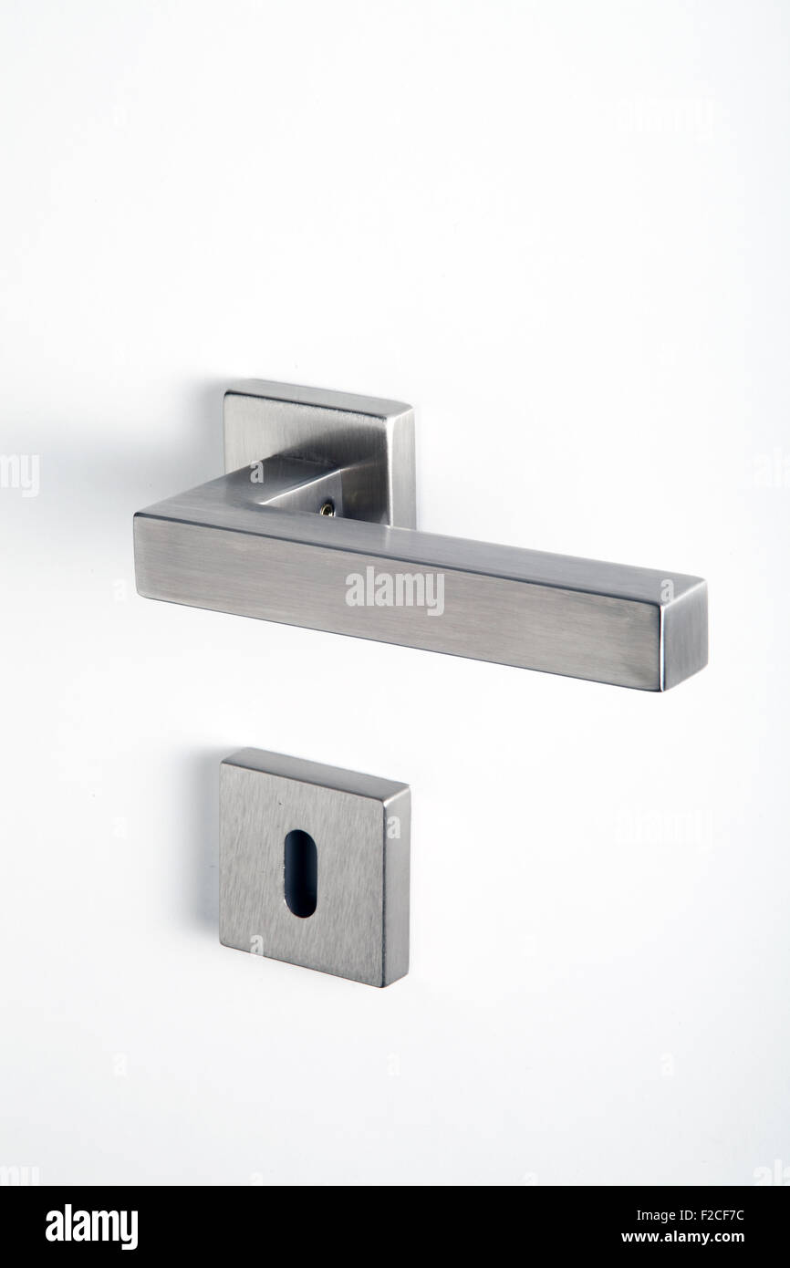 aluminum handle with lock on a white background Stock Photo - Alamy