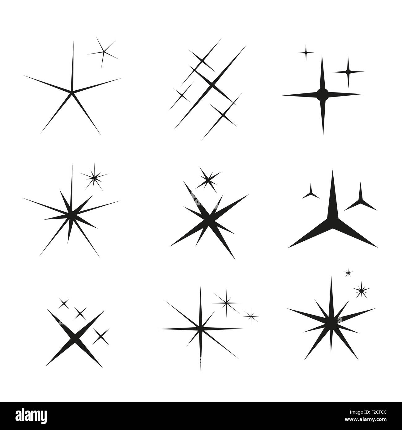 Set of Glowing Light Stars with Sparkles Vector Illustration Stock Vector Image & Art - Alamy